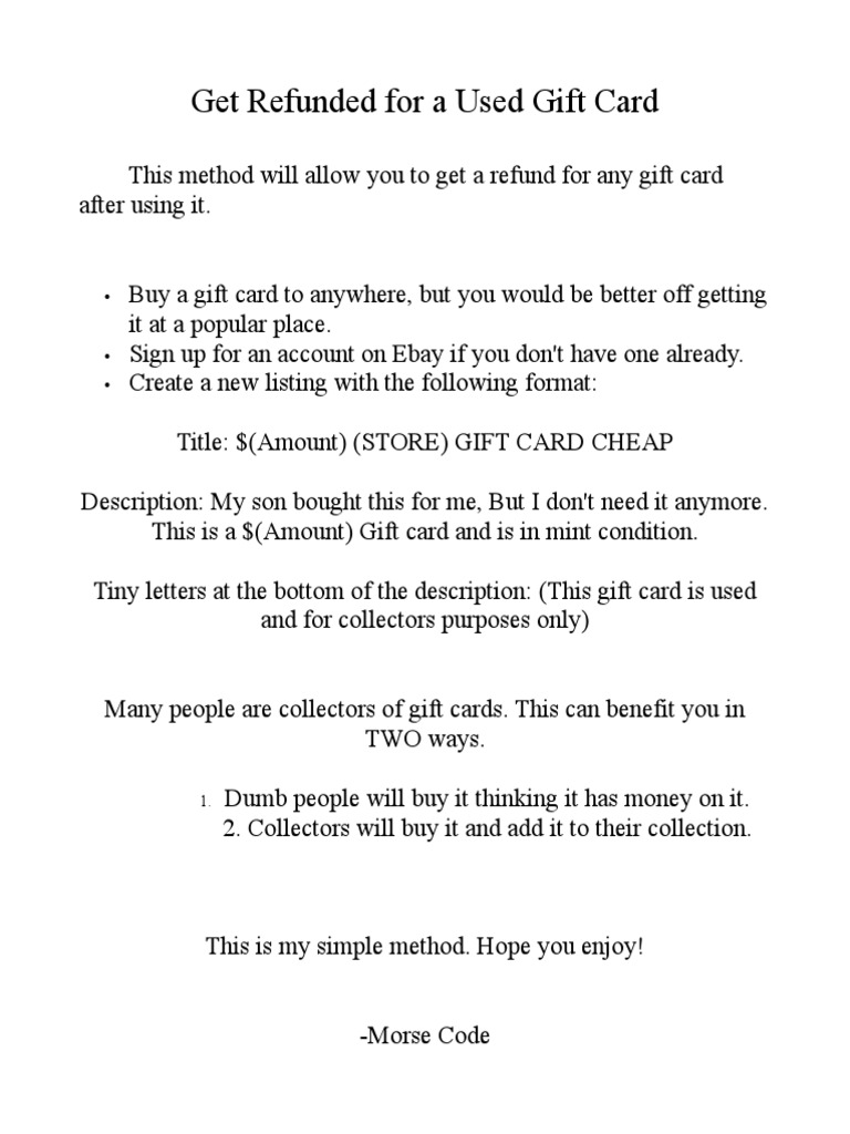 Get Refunded For Your Giftcards PDF | PDF