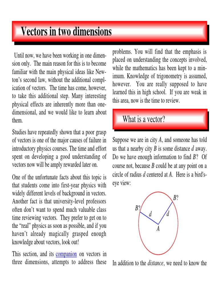 Vectors in Two Dimensions: What Is A Vector? | PDF | Euclidean Vector ...
