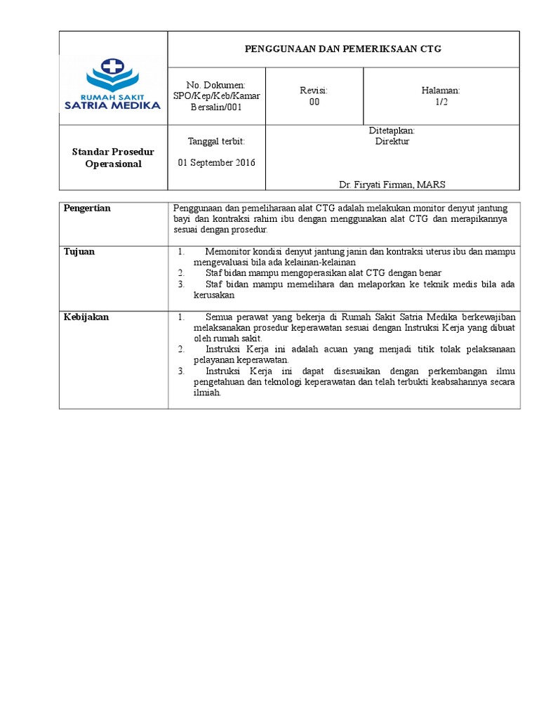 Penggunaan Dan Pemeliharaan CTG | PDF