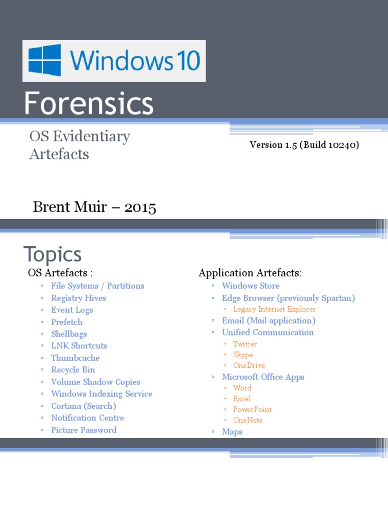 Windows 10 Forensics OS Evidentiary Artefacts | Download Free PDF ...