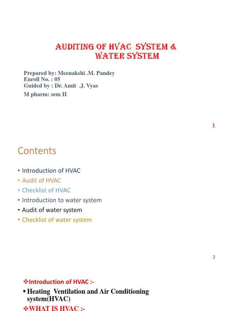 Auditing of Hvac System and Water System | PDF | Hvac | Chemistry