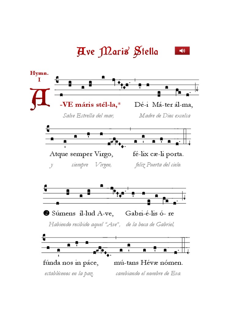 Ave Maris Stella (Gregoriano - Latín y Español) | PDF