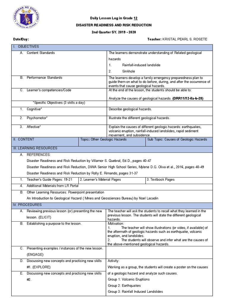 DRRR 2nd Quarter - Week 1 Day 2 | PDF | Concept | Hazards