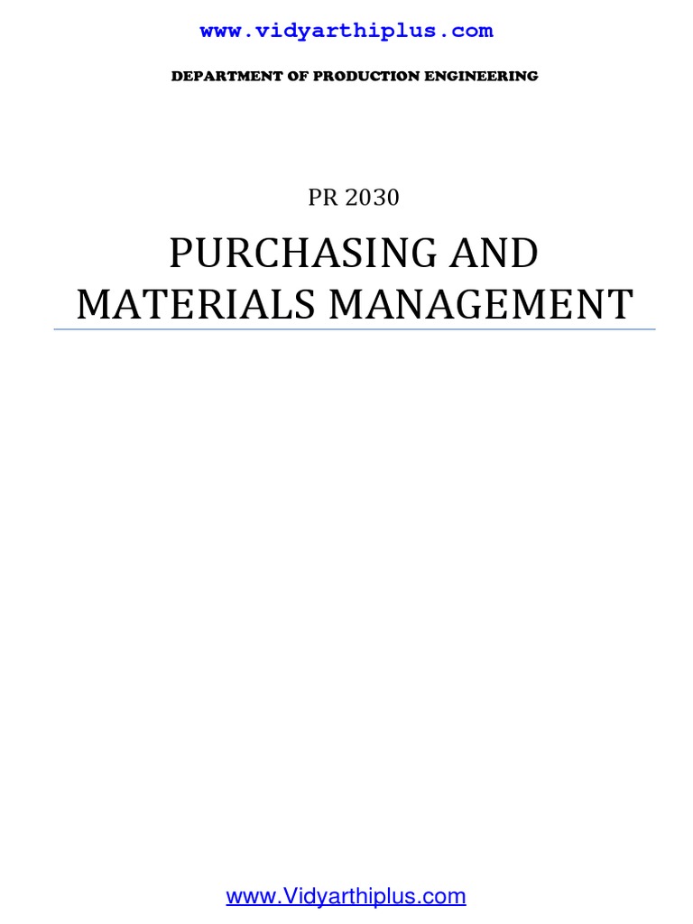 Purchasing and Materials Management | PDF | Inventory | Human Factors ...