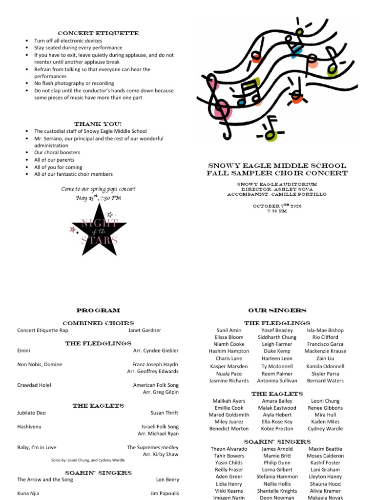 Middle School Concert Program 2 | PDF | Sound | Entertainment