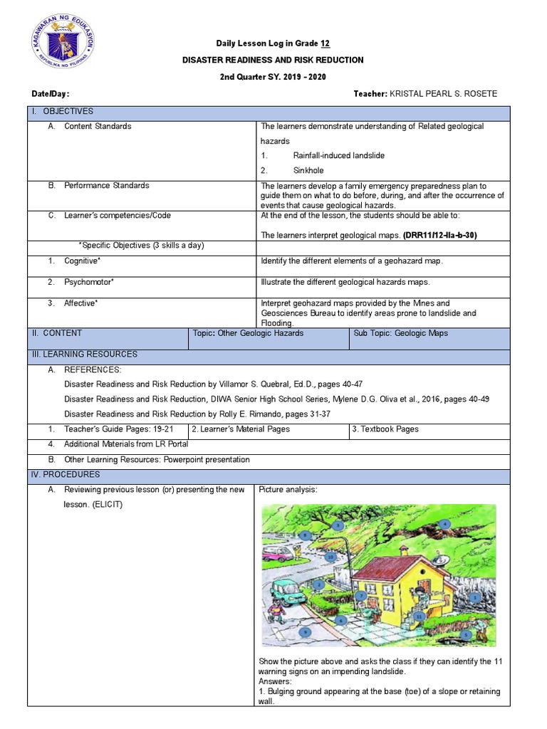 DRRR DLL 2nd Quarter - Week 2 Day 1 and 2 | PDF | Landslide | Hazards