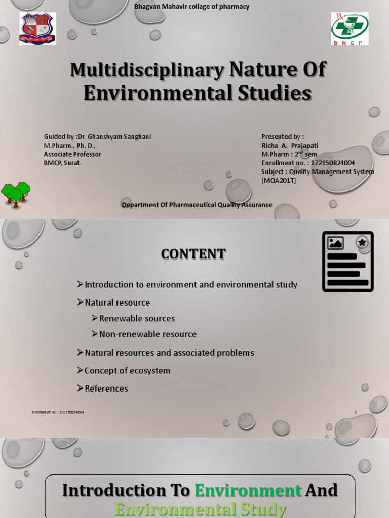 Multidisciplinary Nature of Environmental Studies (RICHA) | PDF ...