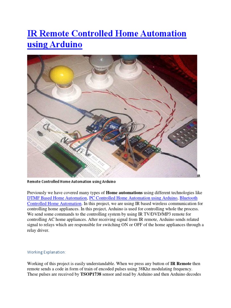 IR Remote Controlled Home Automation Using Arduino | PDF | Remote ...