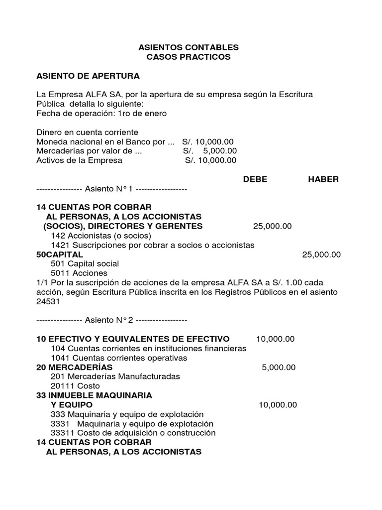 Ejemplos De Asientos Contables Modelos Muestras Y Caractersticas