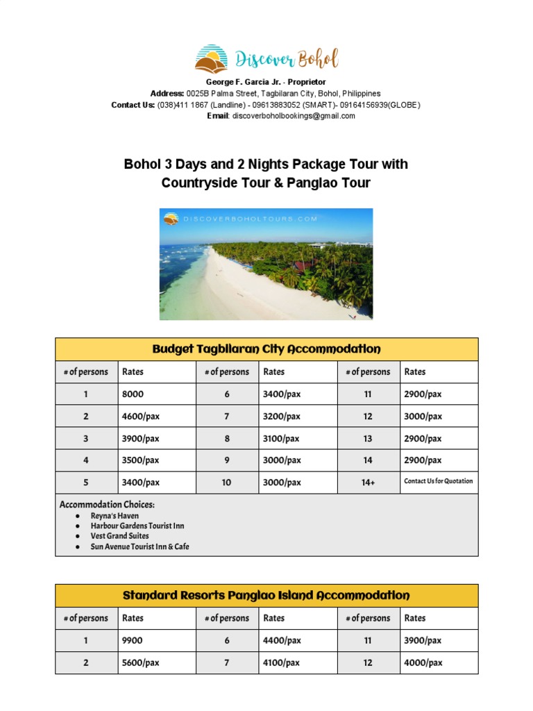 Bohol 3 Days and 2 Nights Package Tour With Countryside Tour & Panglao ...