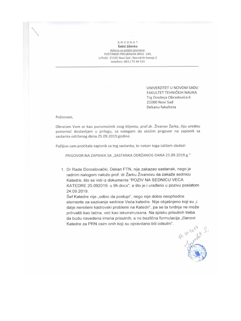 Zapisnik Sa Sastanka 25 09 - Prigovori | PDF