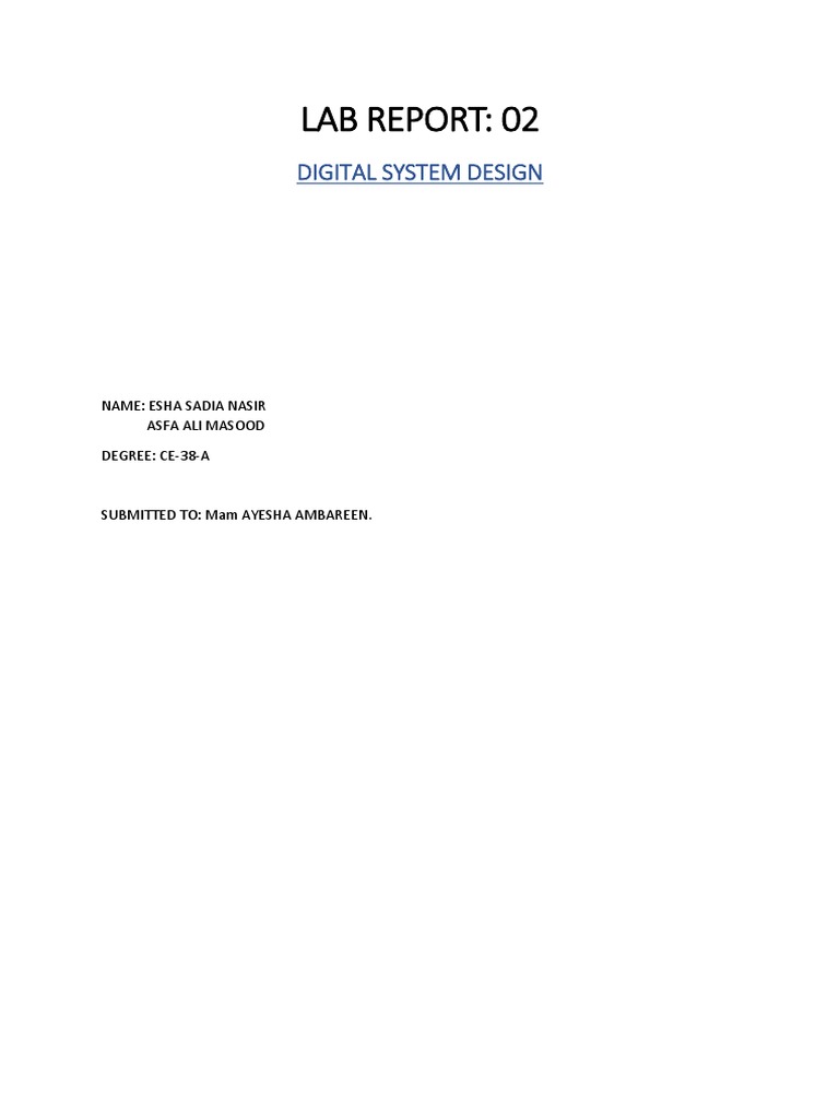 Lab Report: 02: Digital System Design | PDF | Computers