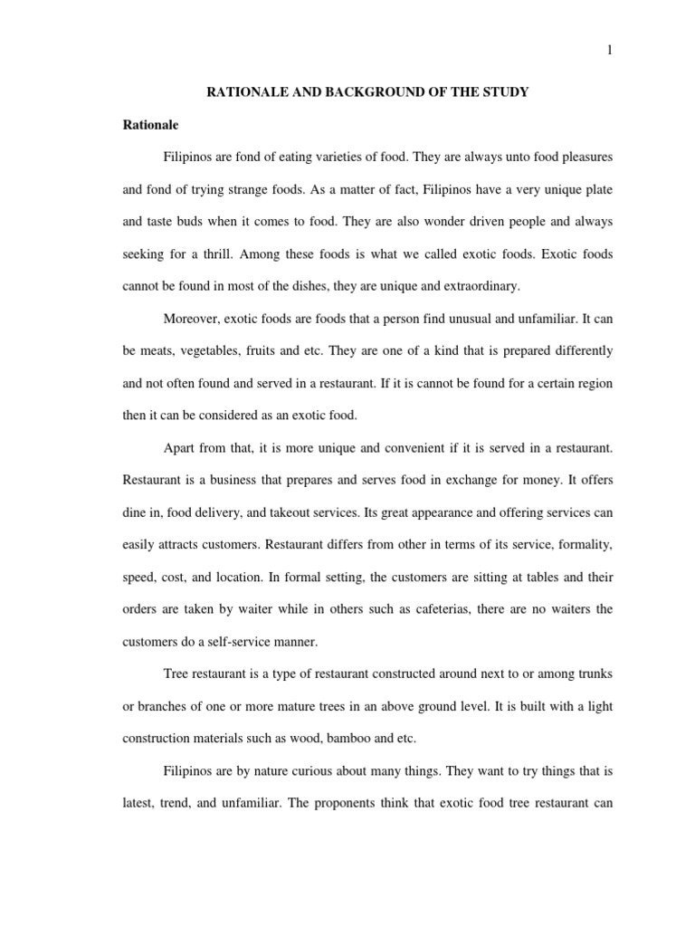 Rationale and Background of The Study Rationale | PDF | Expense | Foods