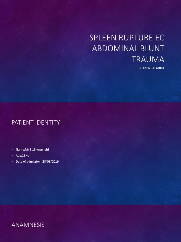 Lien Rupture Ec Abdominal Blunt Trauma With Anemia | PDF | Major Trauma ...