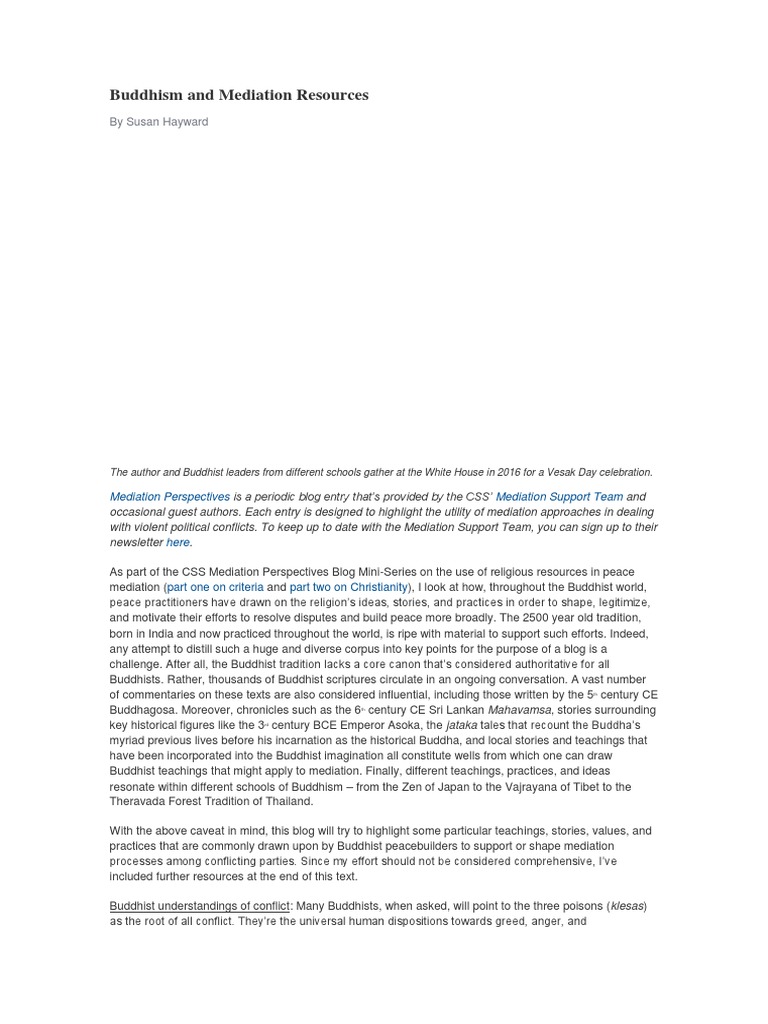 Buddhism and Mediation Resources | PDF | Noble Eightfold Path | Mediation