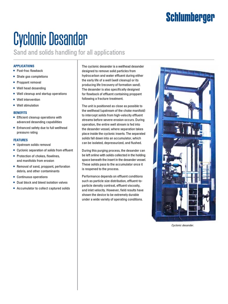 Cyclonic Desander: Sand and Solids Handling For All Applications | PDF ...