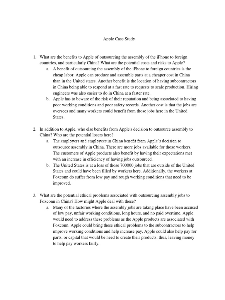 Apple Case Study | PDF | Outsourcing | Employment