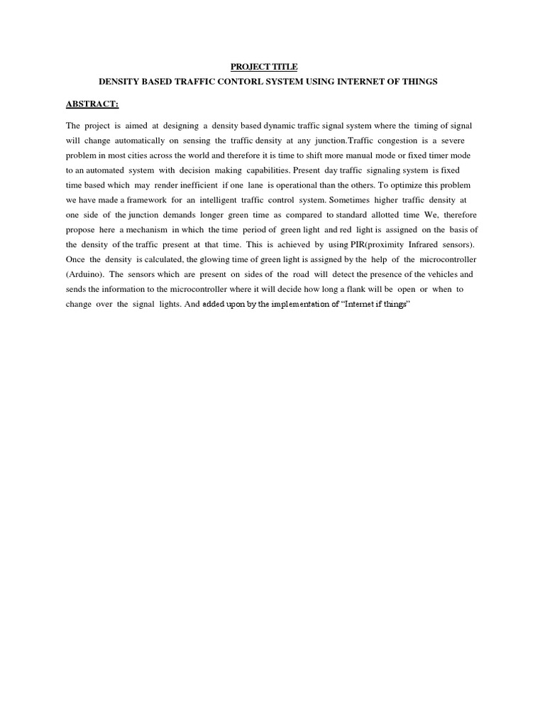 IoT-Based Dynamic Traffic Control System | PDF | Business | Computers