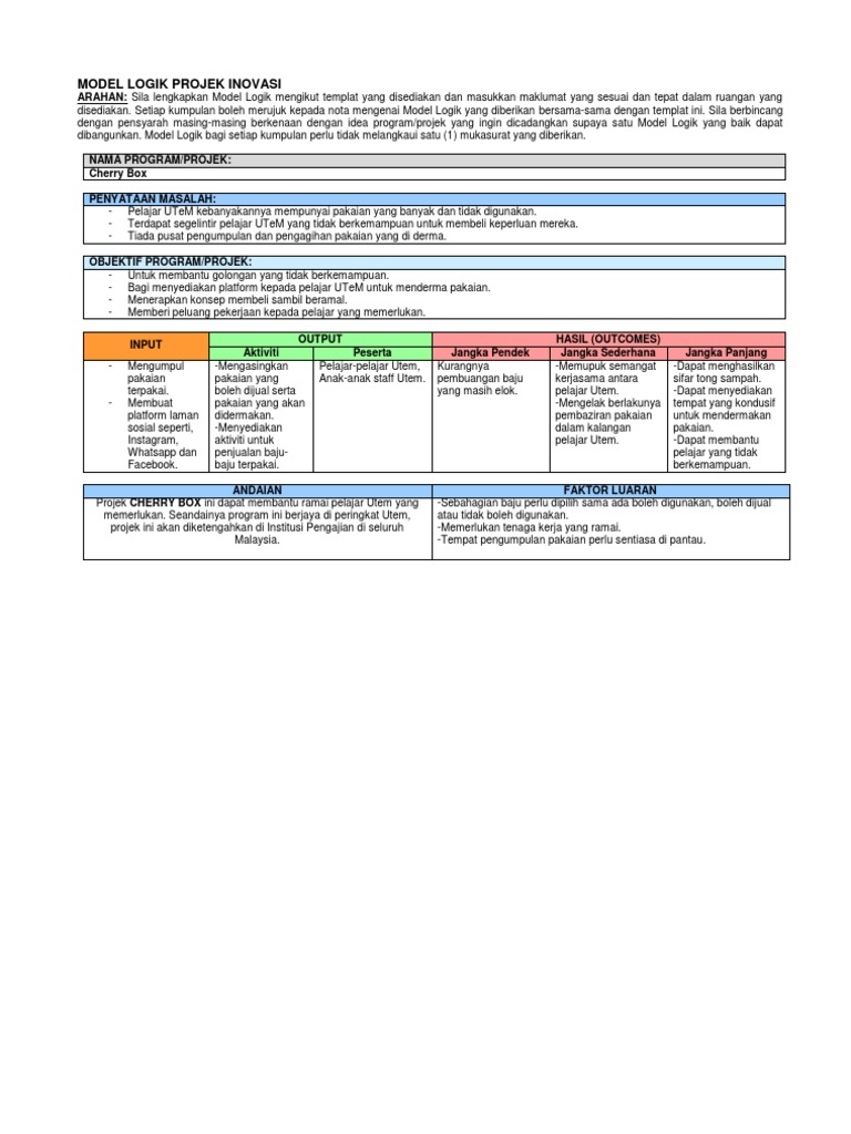 Model Logik Projek Inovasi | PDF