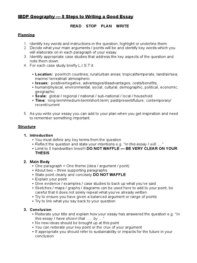 IBDP Geography Essay Writing Guide | PDF | Career & Growth | Foreign ...