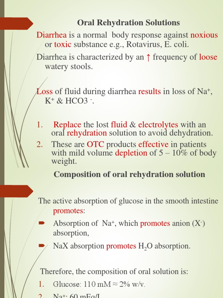 Diarrhea Noxious Toxic Loose: Oral Rehydration Solutions | PDF ...