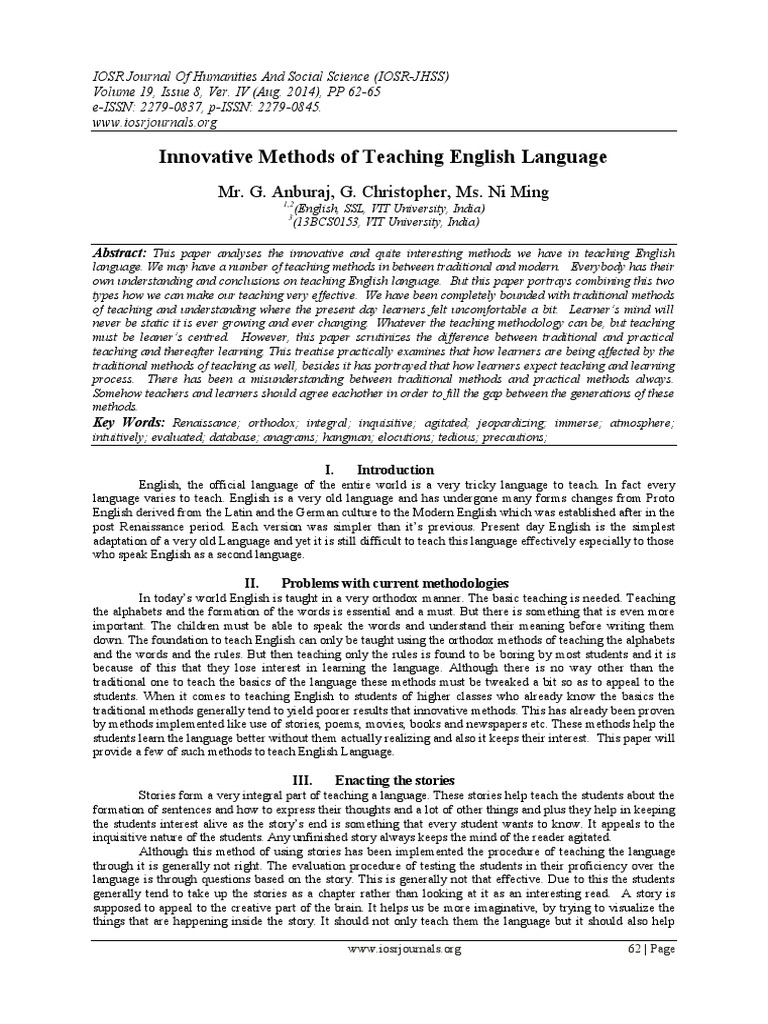 1 Innovative Methods of Teaching English Language PDF | PDF ...
