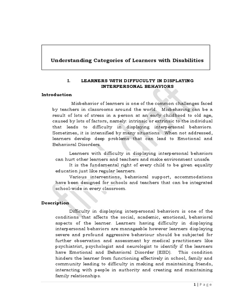 Learners With Disabilities PDF | PDF | Classroom | Learning