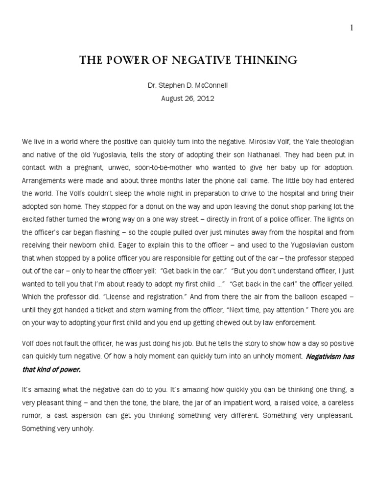 The Power of Negative Thinking | PDF | God | Religion And Belief