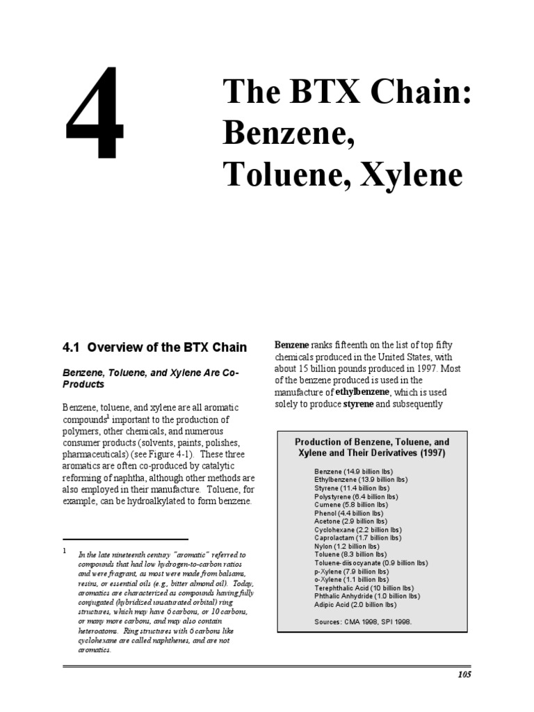 The BTX Chain: Benzene, Toluene, Xylene | PDF | Benzene | Toluene