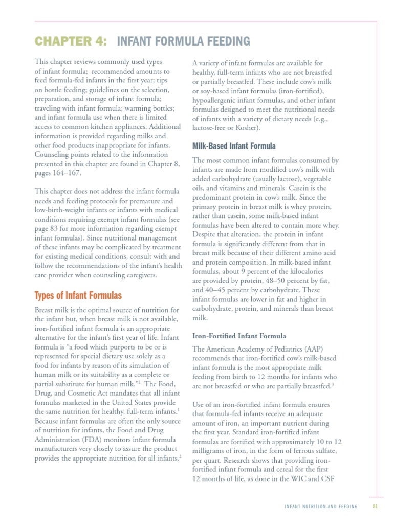 Chapter4 Infant Formula Feeding | PDF | Infant Formula | Milk