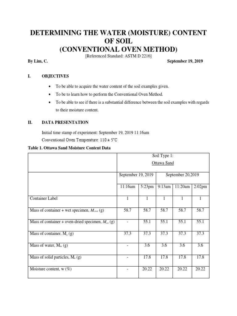 Geotechnical Eng1 Lab - Moisture Content | PDF | Soil | Clay