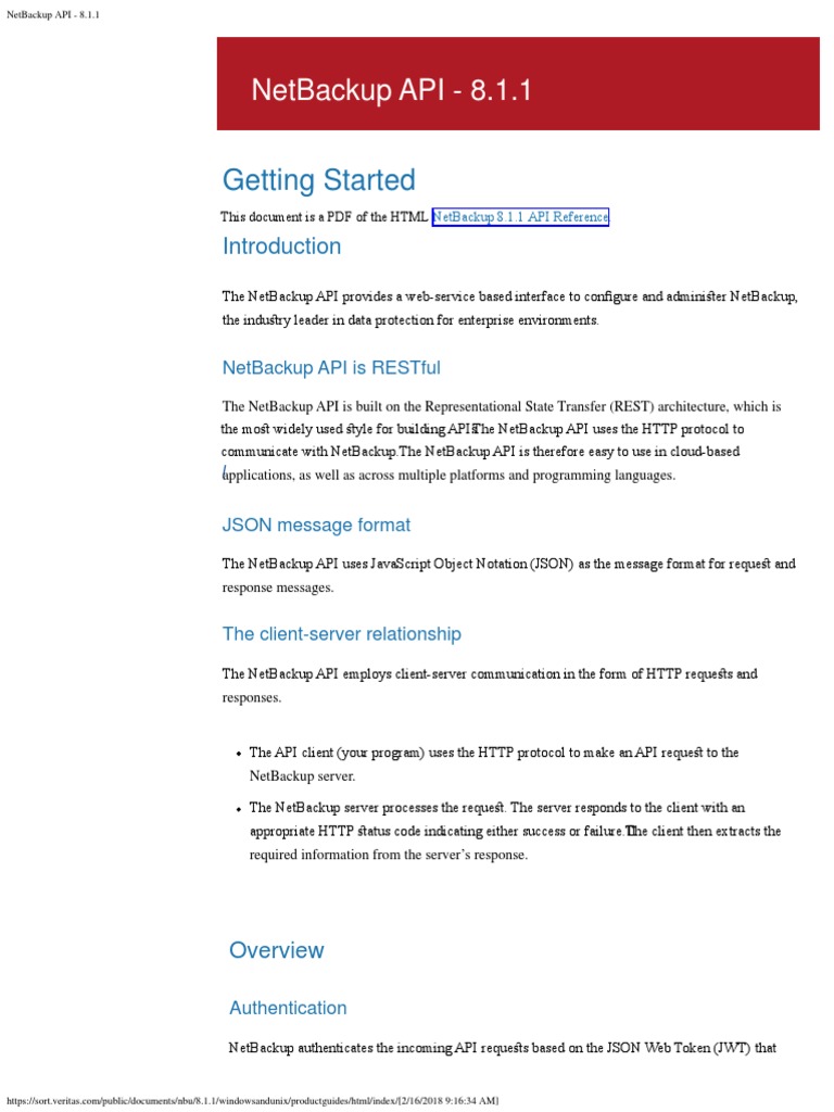NetBackup 811 API Reference | PDF | Application Programming Interface | Representational State ...