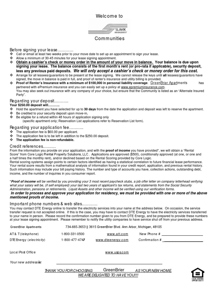 Application Checklist | PDF | Lease | Renting