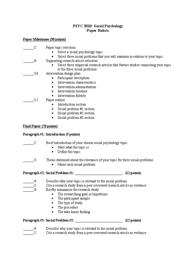 Social Psych Paper Rubric | PDF | Epistemology | Psychological Concepts