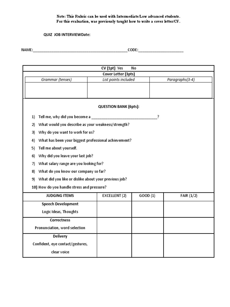 Worksheet Mmmmmjob Interview | PDF