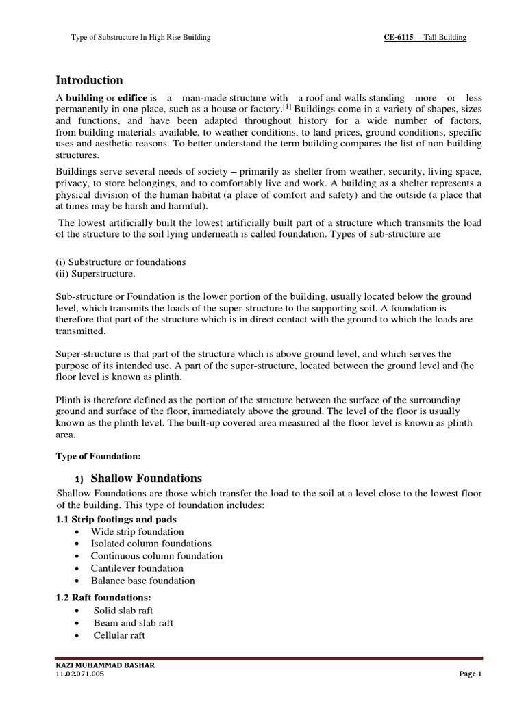 Type of Substructure in High Rise Building Ce-6115 - Tall Building | PDF | Deep Foundation ...