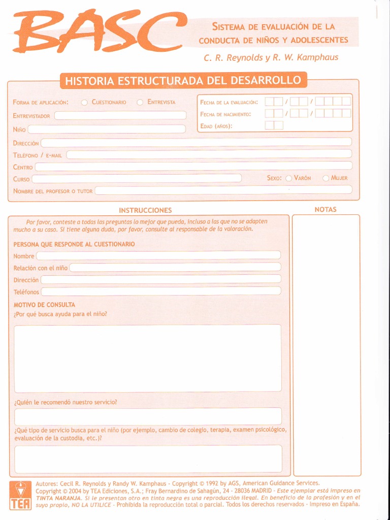 BASC Historia Estructurada Del Desarrollo | PDF