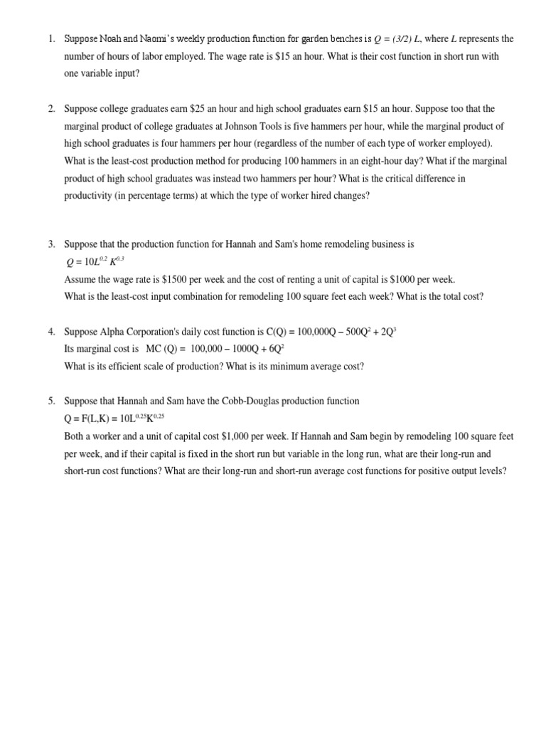 Worksheet Problem Costs | PDF
