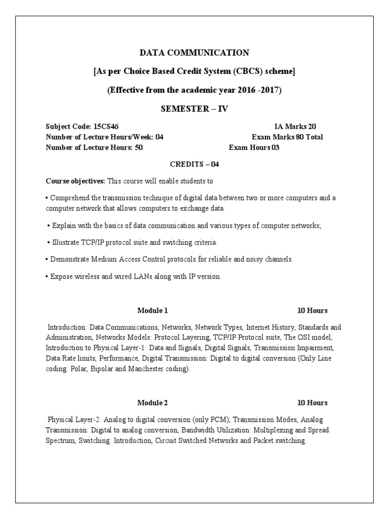 Data Communication Course Guide | PDF | Data Transmission | Computer ...