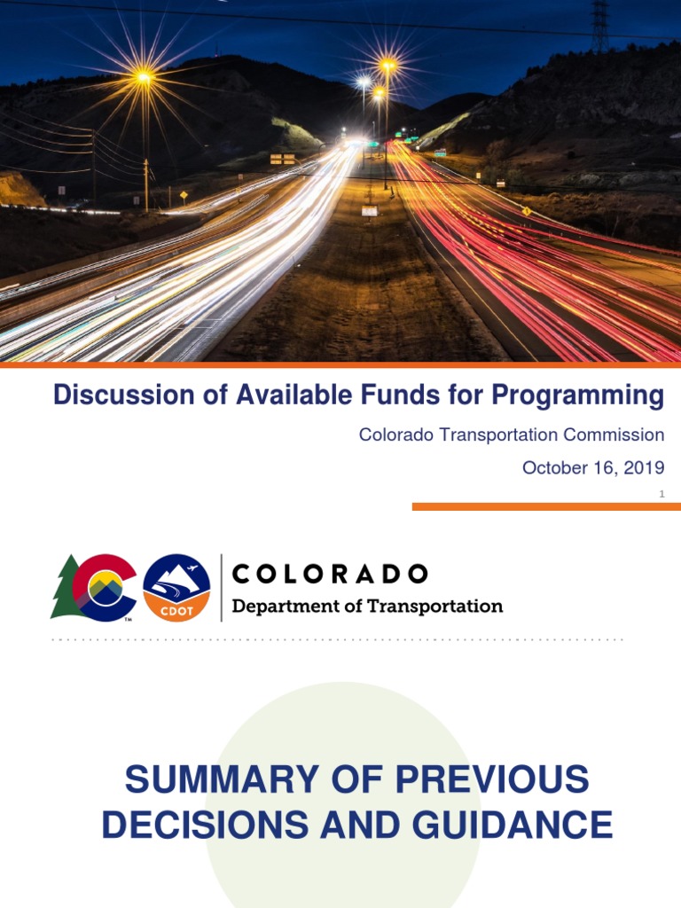 Colorado Department of Transportation October 2019 Colorado ...