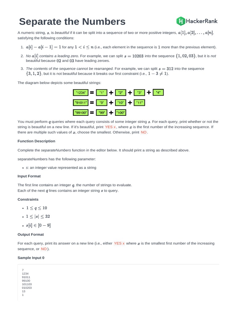 Separate The Numbers English | PDF