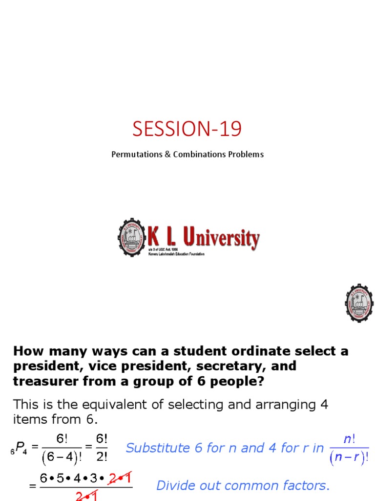 Session-19: Permutations & Combinations Problems | PDF | Permutation | Discrete Mathematics