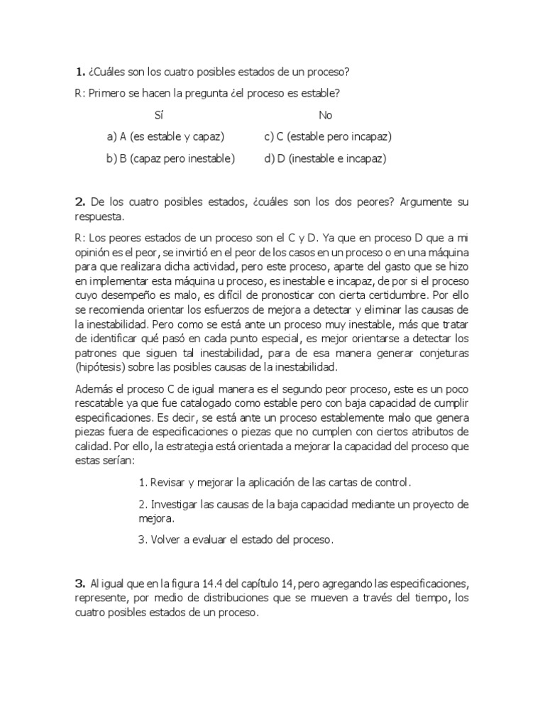 Estados de Procesos: Estable e Inestable | PDF