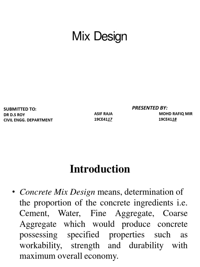 Concrete Mix Design Overview | PDF | Concrete | Cement
