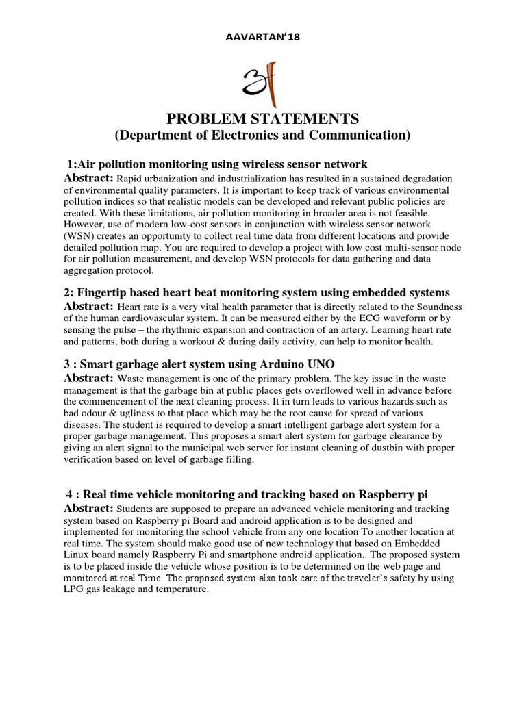 Problem Statements: (Department of Electronics and Communication) | PDF ...