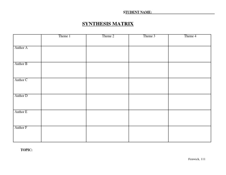 Synthesis Matrix-1 | PDF | Language Arts & Discipline | General Fiction