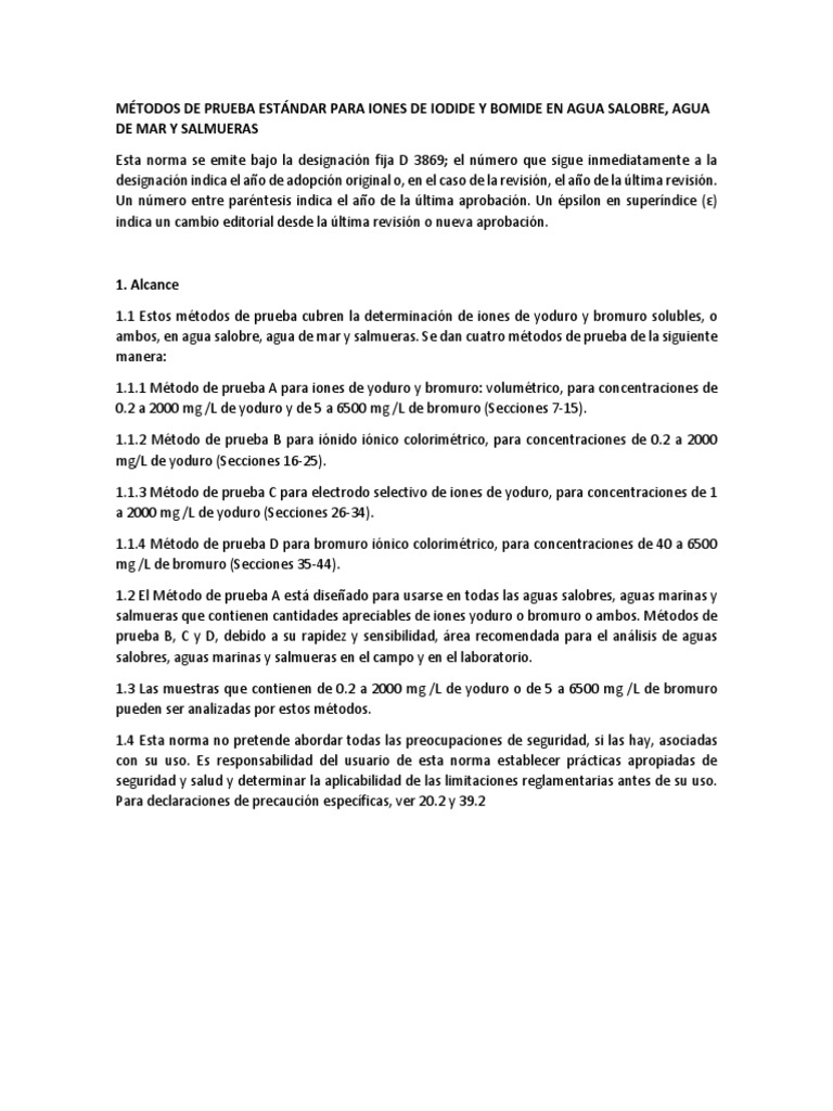 ASTM D3869 Traducida | PDF | Laboratorios | Agua