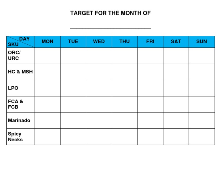 Monthly Target Format | PDF
