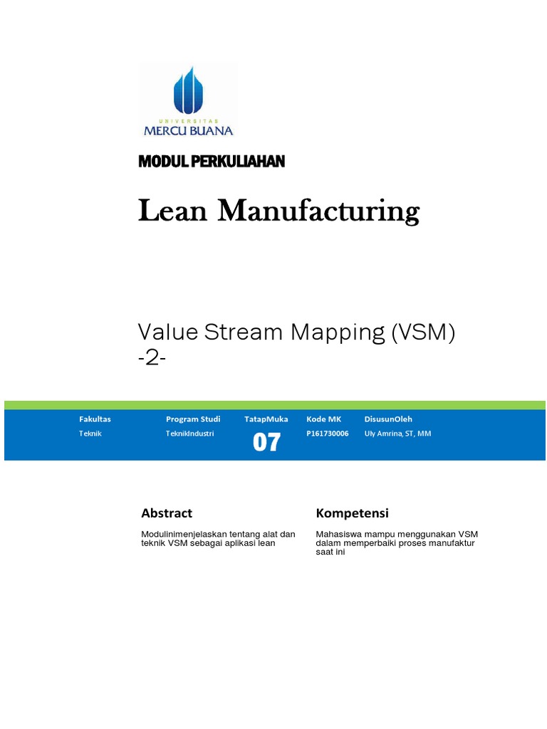 Modul Perancangan Lean Manufacturing (TM7) | PDF