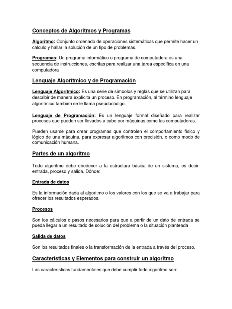 0 - Algoritmo y Programacion | Descargar gratis PDF | Algoritmos | Lenguaje de programación